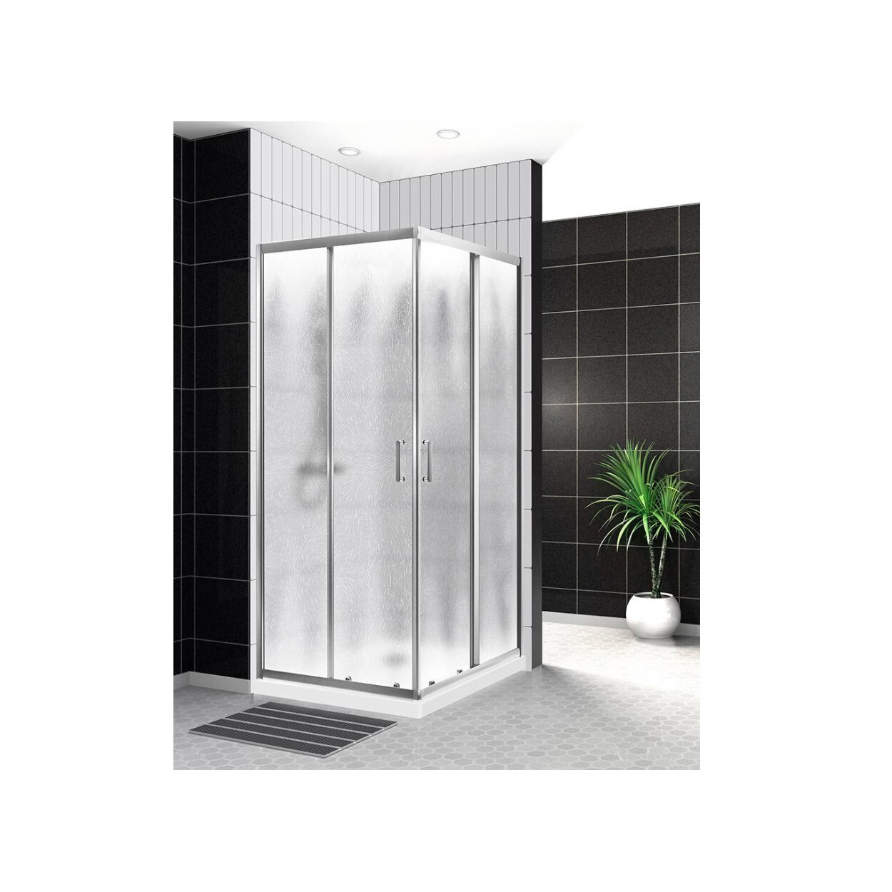 Душевой уголок BelBagno (Бельбагно) UNO-195-A-2-100-CH-CR хром, стекло шиншилла 5 мм (1000х1950х1000)