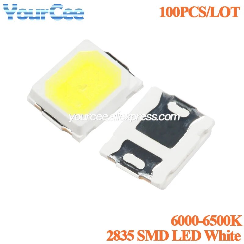 2835 SMD LED White 6000-6500K, 100шт