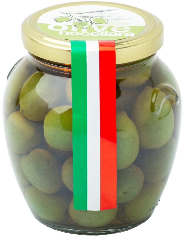 Оливки CEZONI зеленые с косточкой Ночеллара /стекло/ 290г