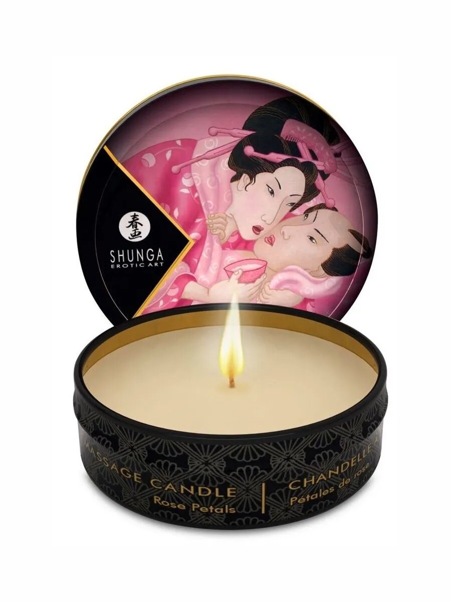 Массажная свеча Rose Petals с ароматом розы - 30 мл.