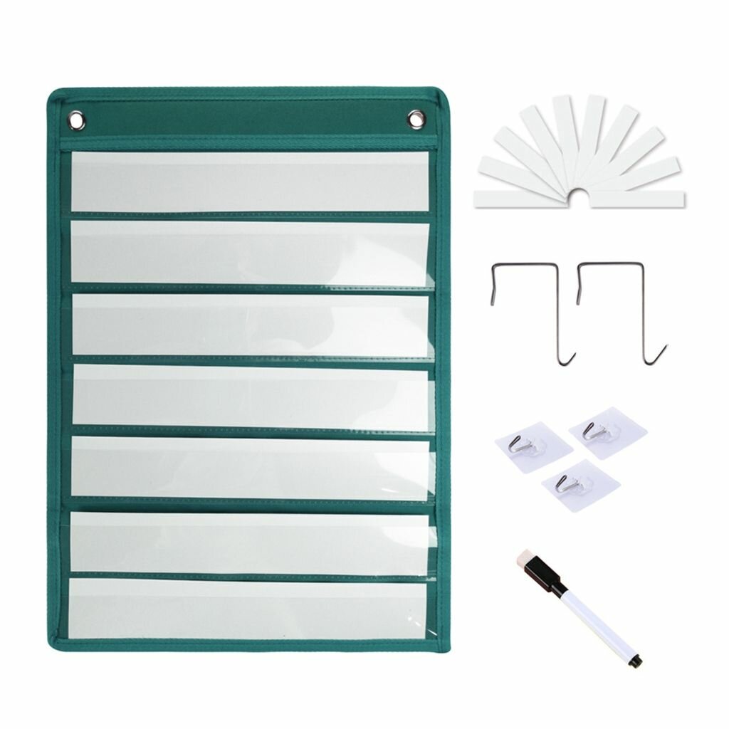 7-слойная магнитная карманная диаграмма с 10 двусторонними пустыми карточками, стираемым маркером, для ежедневного расписания, учебных занятий