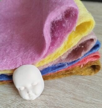 Новинка, 8-слойная льняная вата, набор - 6 шт. + личико, размер 20 см * 12 см, цветная, окрашенная, для ватных игрушек, кукол