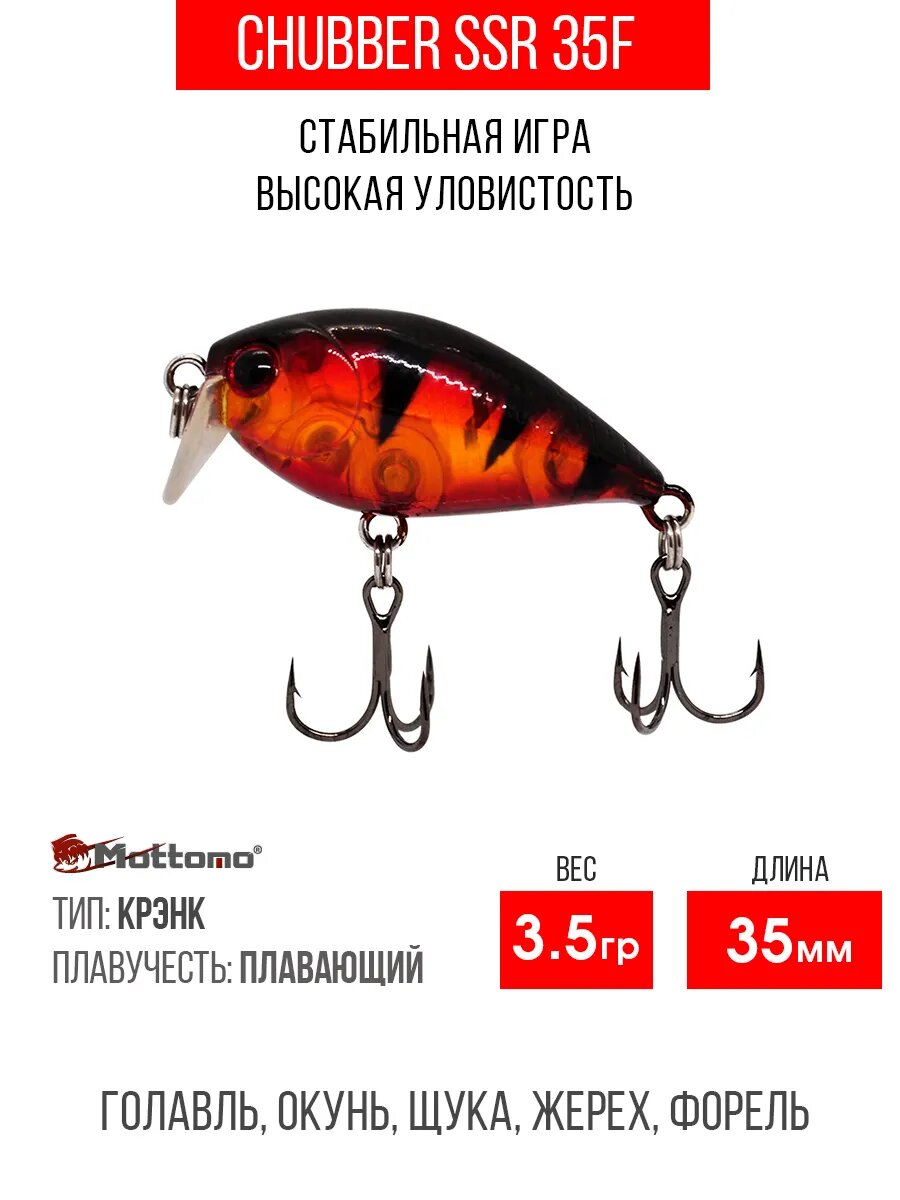 Воблер для рыбалки Chubber SSR 35F 3,5g приманка окуня, щуку, сома