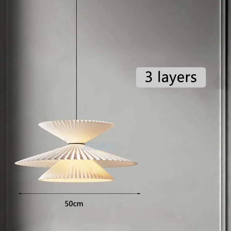 XIUAN Плиссированная тканевая люстра Warm Light, 3 Layers