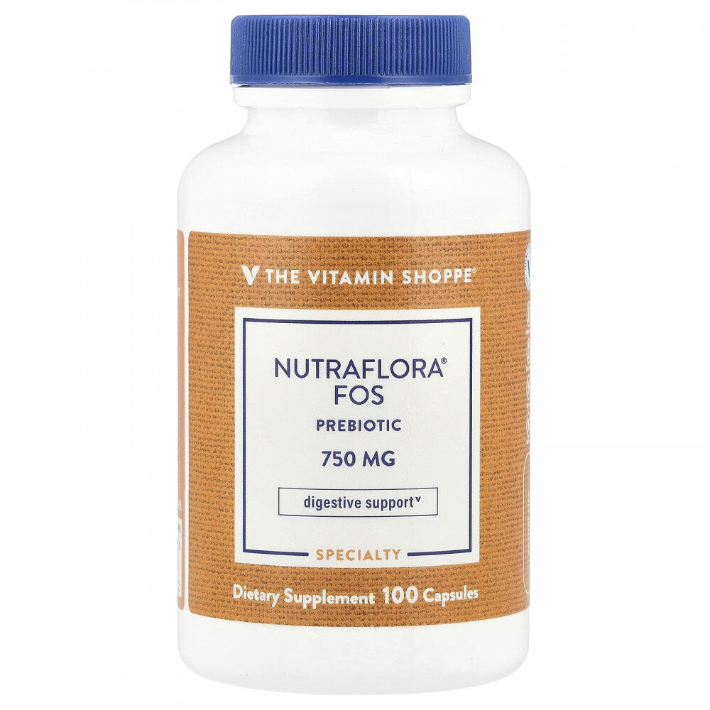 The Vitamin Shoppe, NutraFlora®, пробиотик с ФОС, 750 мг, 100 капсул