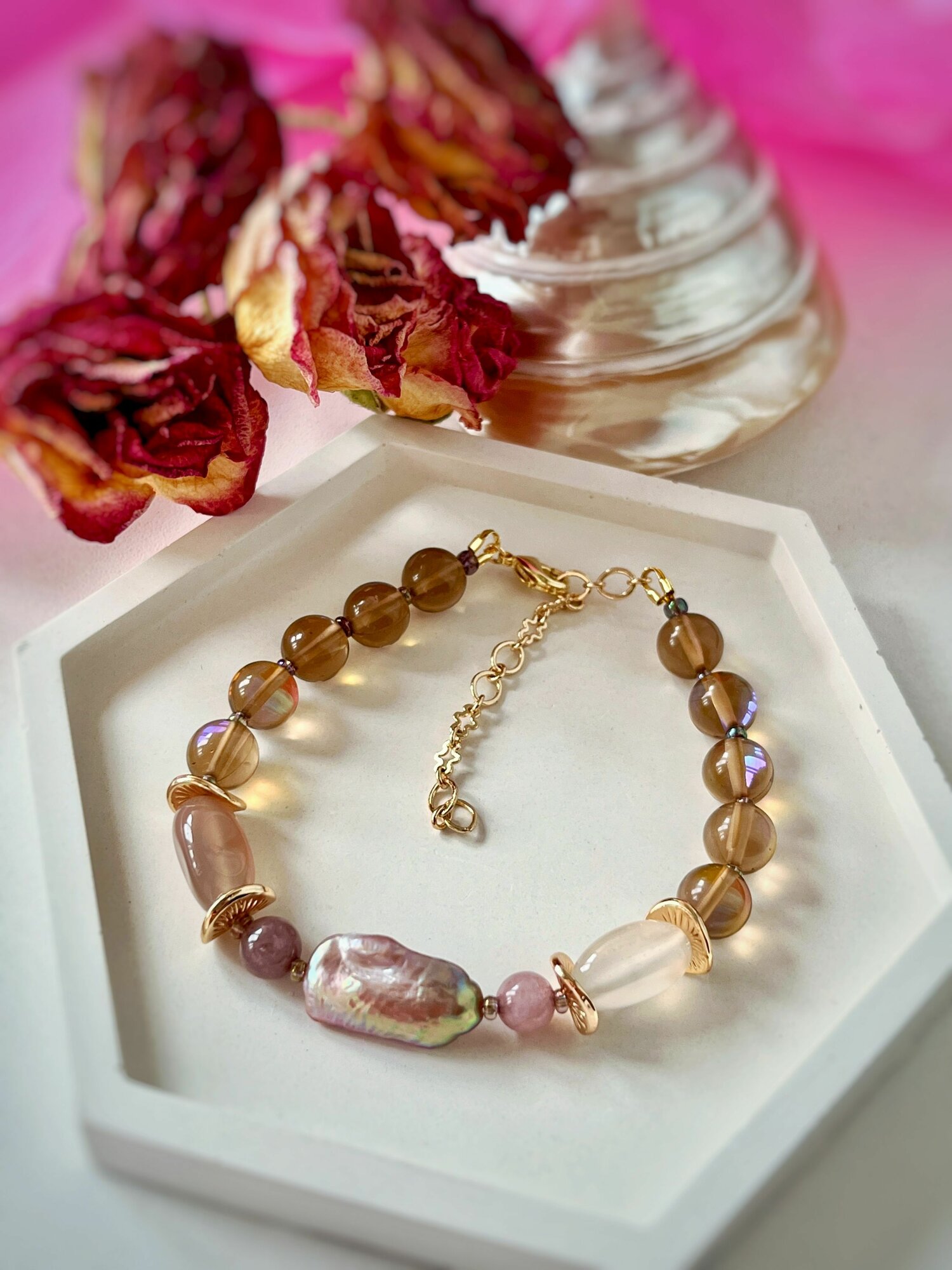 Браслет, хрусталь, стекло, агат