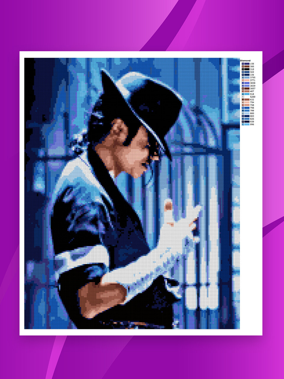 Алмазная мозаика без подрамника - вышивка Michael Jackson 40 х 50 см