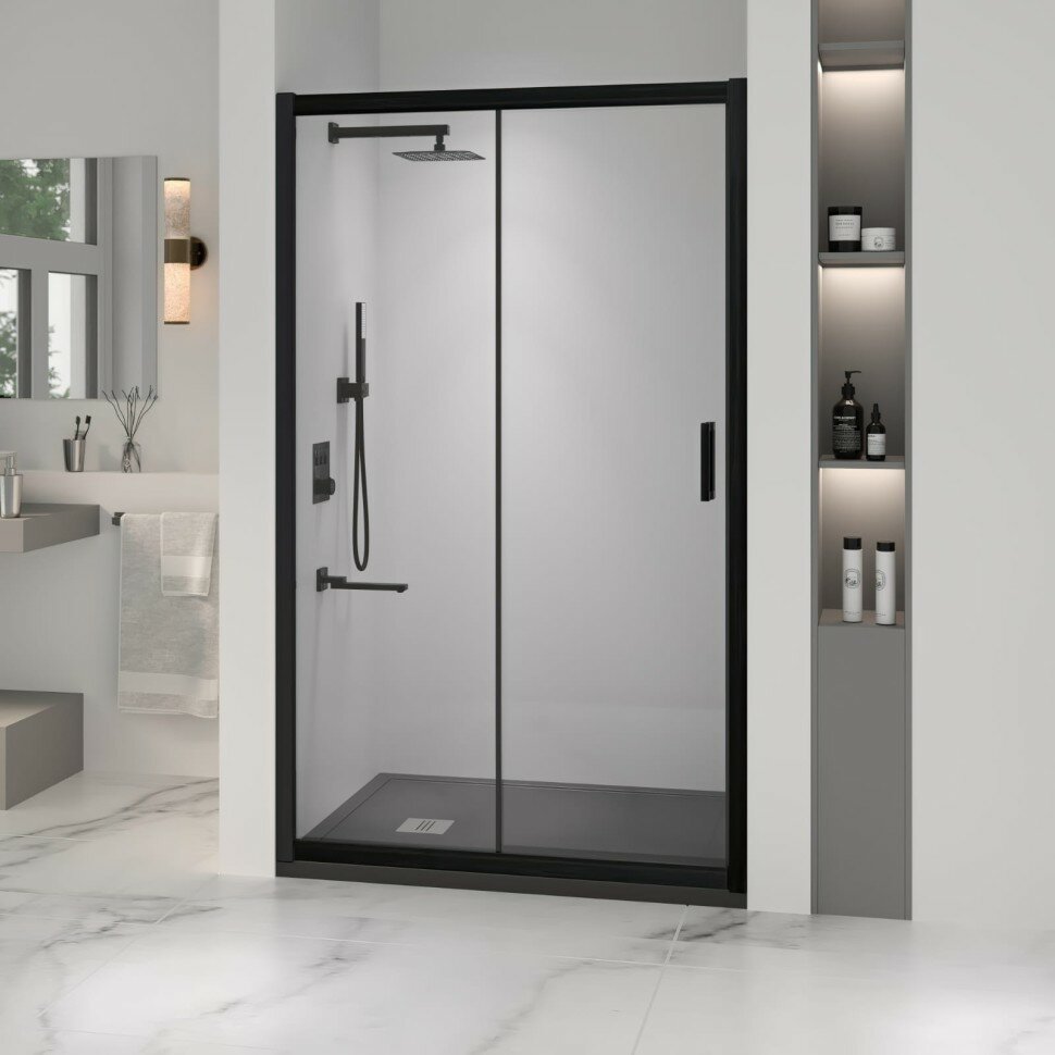Душевая дверь RGW Passage PA-016B, прозрачная, профиль чёрный, 150х195 см