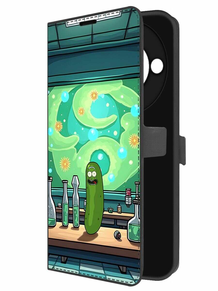 Чехол-книжка Krutoff Eco Book для Realme 11 Pro+ Огурчик Рик (черный)