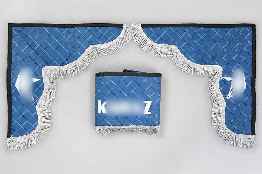 Ламбрекен лобового стекла и угол для КАМАЗ эко-кожа (синий с серым)