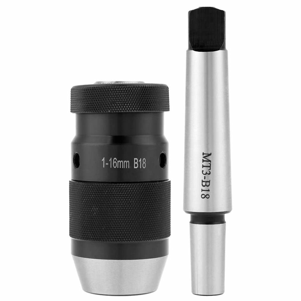 Быстрозажимной патрон MT3-B18, сталь 45#, 1-16mm, серебристый/черный