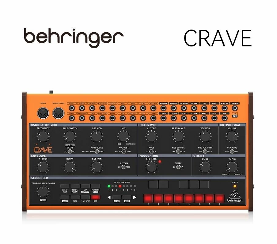 BEHRINGER CRAVE Классический секвенсор с трапециевидным фильтром Аналоговый полумодульный синтезатор