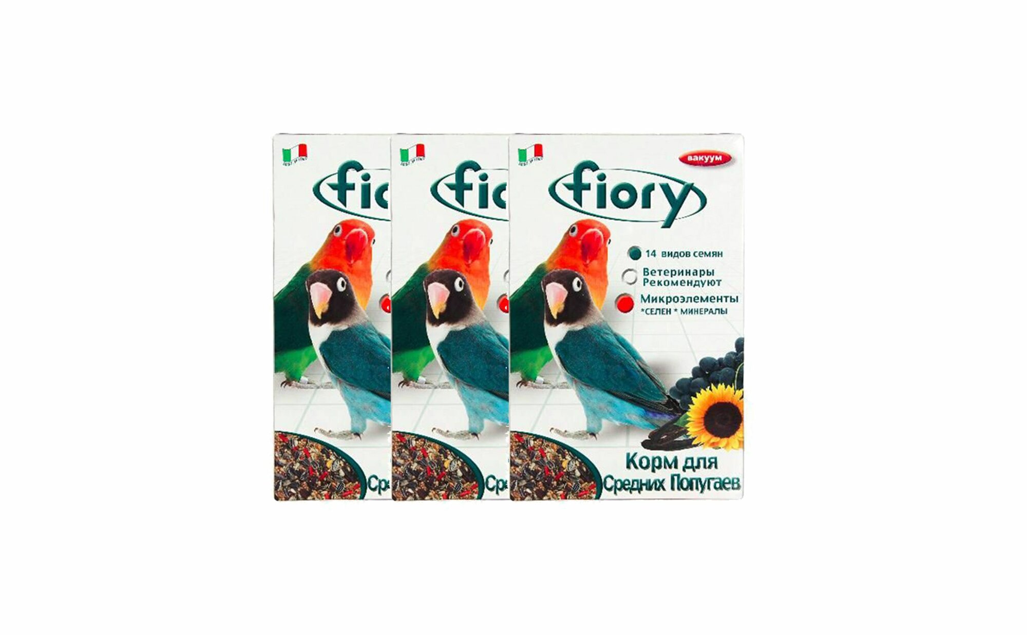 FIORY корм для средних попугаев Parrocchetti African 800 г х 3 шт.