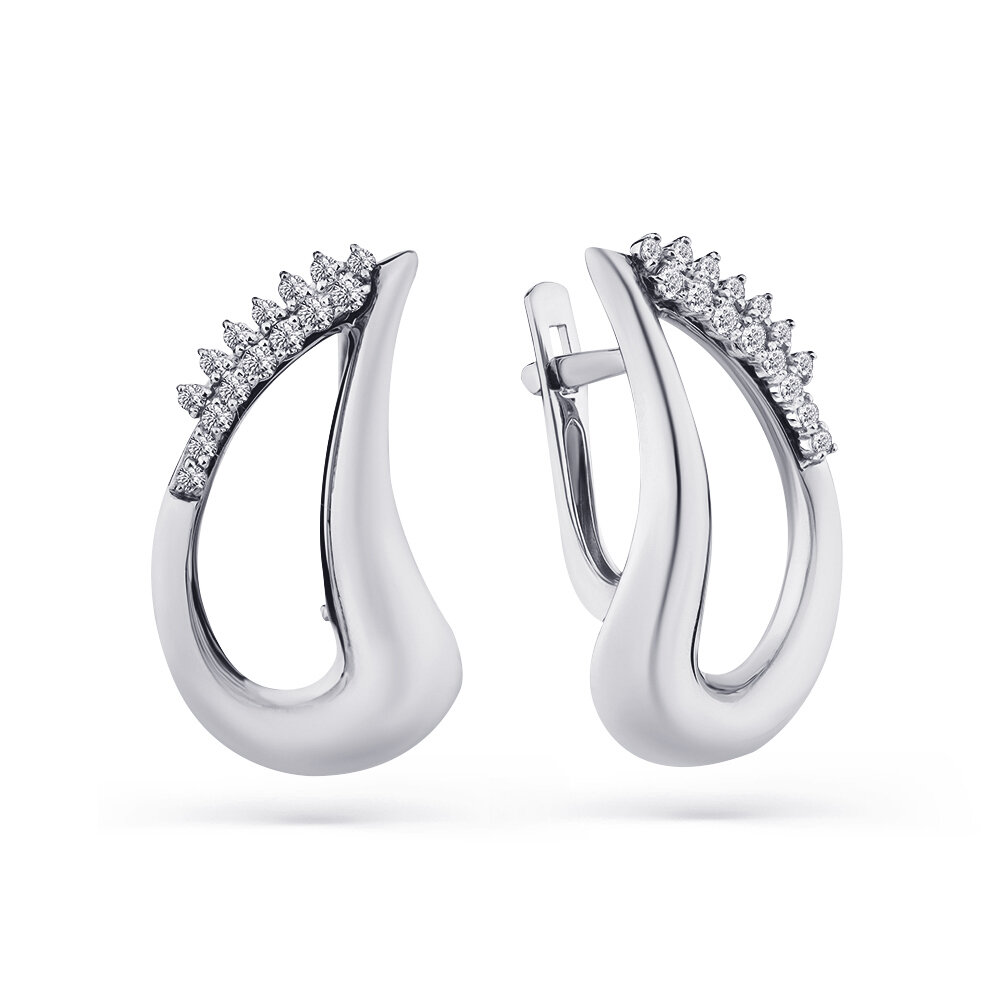 Серьги, белое золото, 585 проба, бриллиант