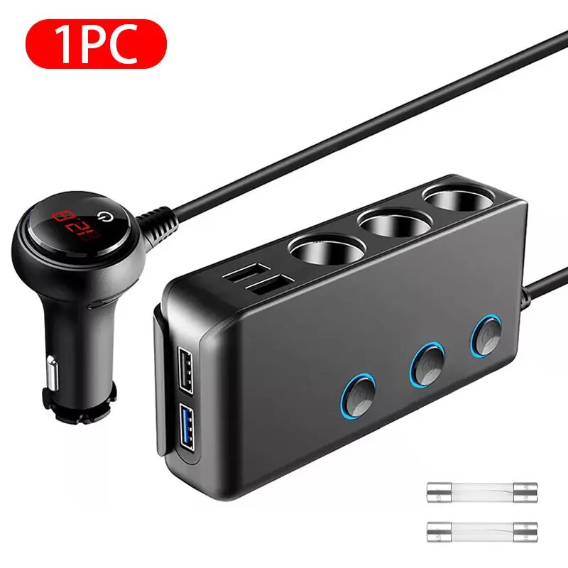 Быстрая зарядка 3,0 Разветвитель Прикуривателя 4 USB-порта 120 Вт автомобильное зарядное устройство 12 В/24 В Универсальный адаптер питания с 3 розетками с 3 переключателями