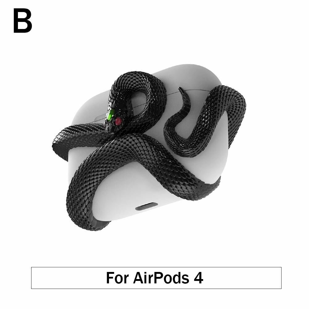 Подходит для AirPods 4 года змеи в форме 3D гадюки, крутой защитный чехол из смолы для наушников