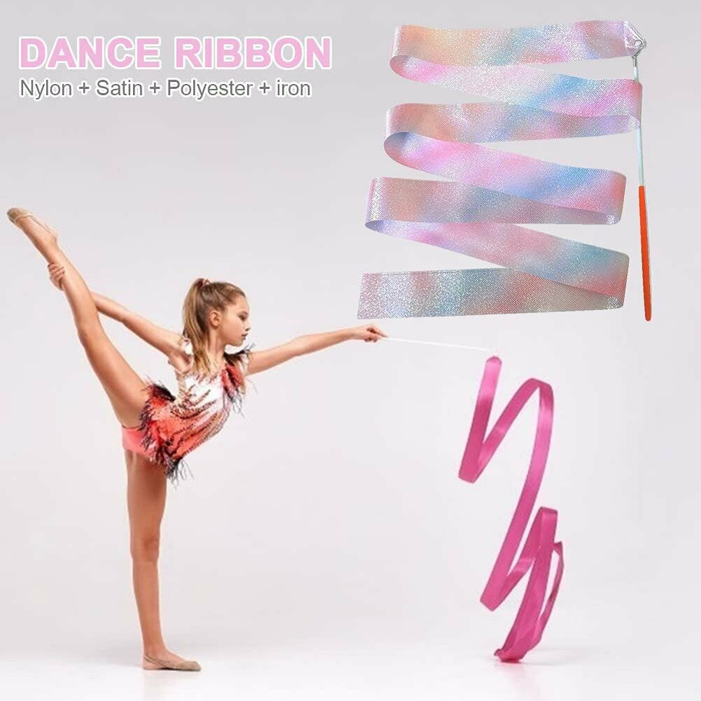 2м/4м детские танцевальные гимнастические шелковые ленты палочки сверкающие ритмичные художественные балетные вращающиеся шелковые ленты для детей художественные танцы