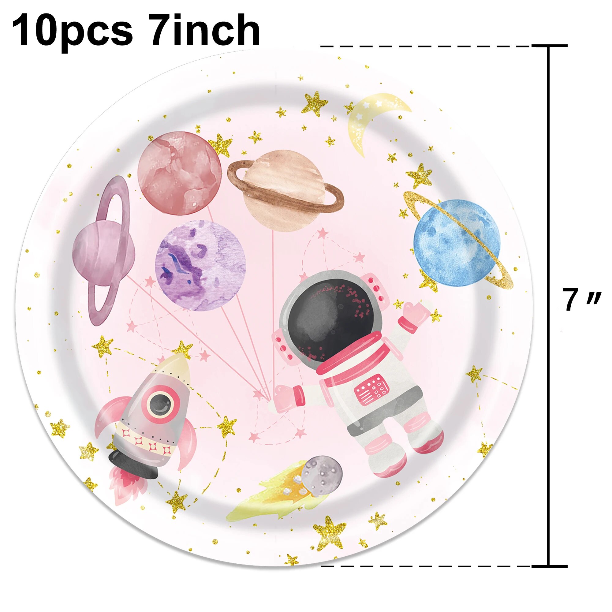 Космические шары с астронавтом 5 шт. Розовый, черный