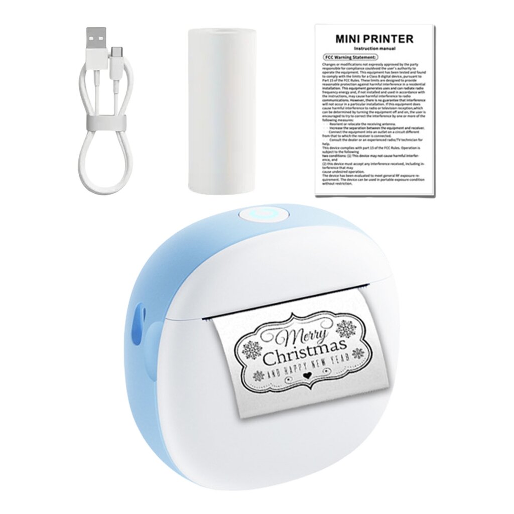 Мини-термопринтер высокой четкости для печати небольших этикеток по Bluetooth без использования чернил, фото, текста и т. д.-синий