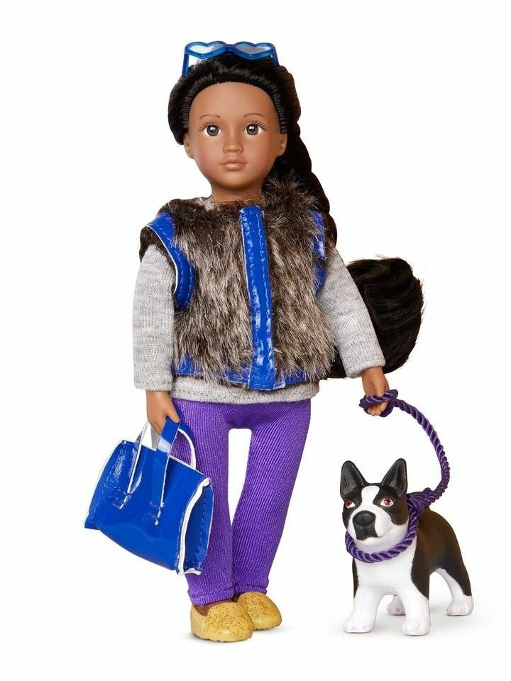 LORI Кукла Илисса 15 см с собакой терьером Индиана и аксессуарами для детей от 3 лет