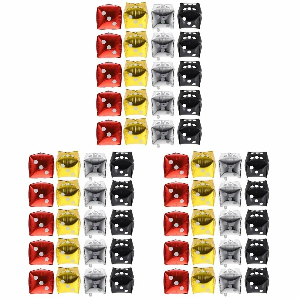 Фольгированные разноцветные шарики в форме куба с изображением игральных костей для игр