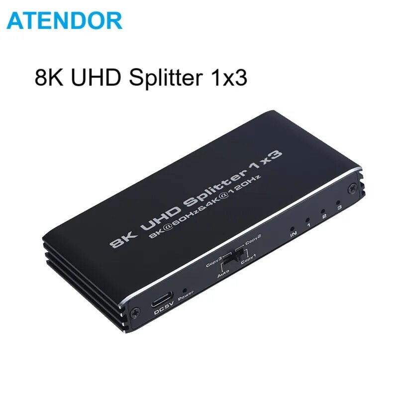 ATENDOR HDMI разветвитель 1x3 8К with UK PSU