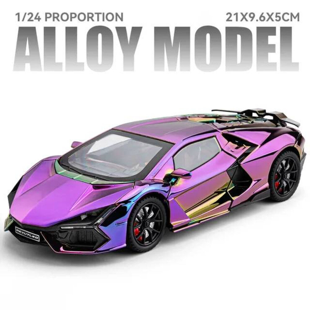1:24 Lamborghini Revuelto с напылением, литые игрушечные машинки и машинки из металла, модель игрушечной машинки, коллекция игрушек со звуком и светом для детей