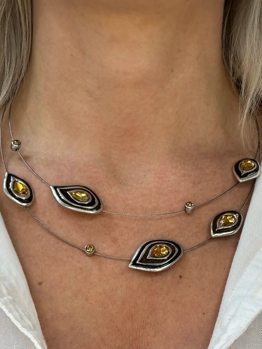 Комплект бижутерии: серьги, колье, фианит