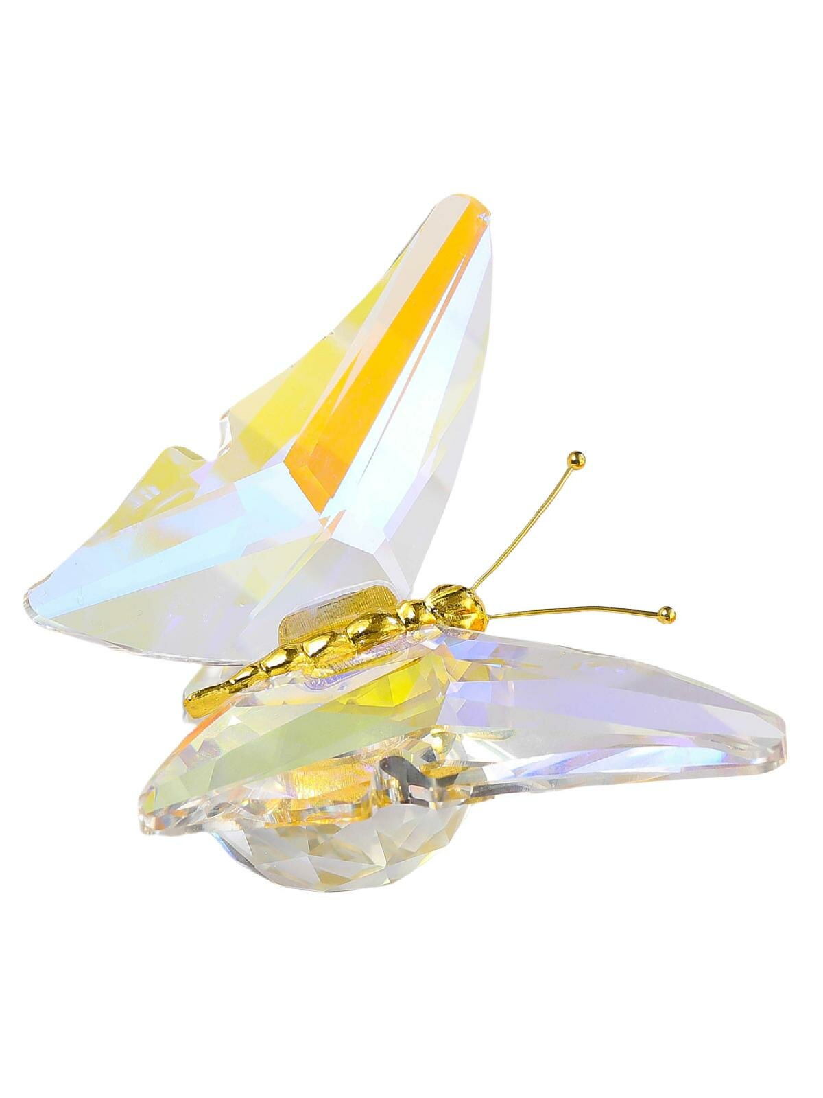 Стеклянная Статуэтка Летящей Бабочки с Хрустальной Основой Украшает Домашний Рабочий Стол