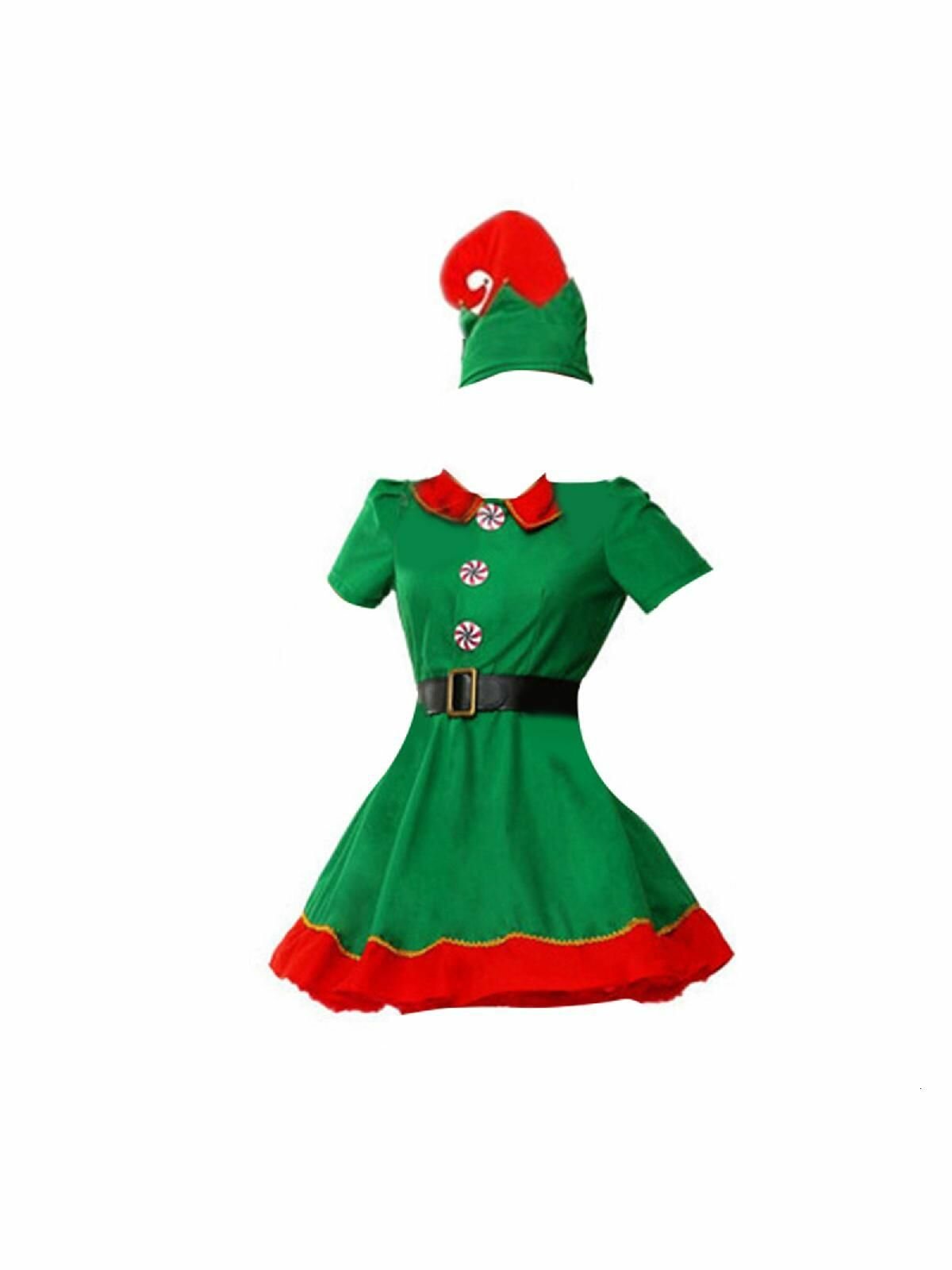Костюм рождественского эльфа для взрослых и детей, Женский - 170