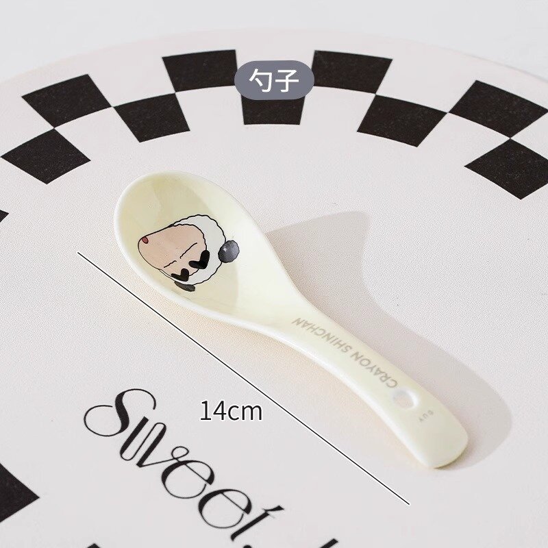 Керамическая ложка Crayon Shin-chan, мультяшная маленькая ложка, домашняя высококачественная маленькая суповая ложка, детская ложка для еды, суповая ложка оптом
