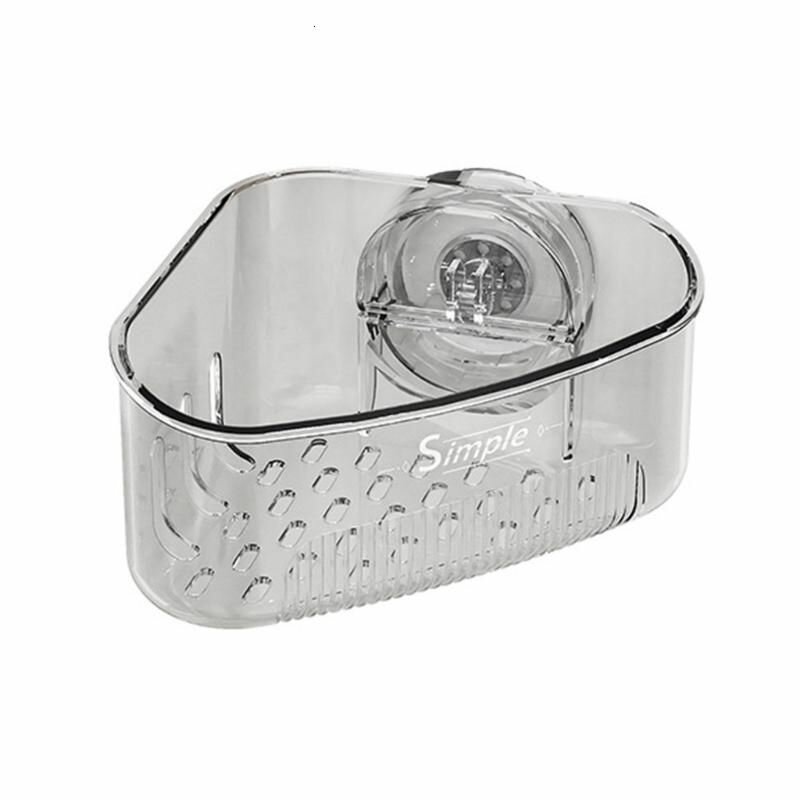 Угловой органайзер для раковины с присосками, подставка для аксессуаров кухни и ванной, Прозрачный