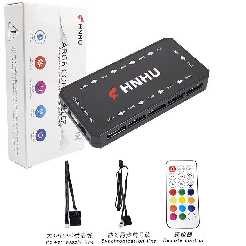 6-контактный контроллер вентилятора ARGB синхронизация для настольного компьютера беспроводной пульт управления корпус вентилятора хаб