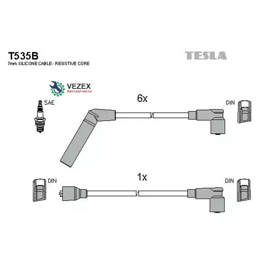 TESLA T535B к-кт проводов высоковольтных!\ Mitsubishi Galant 2.0 87-93