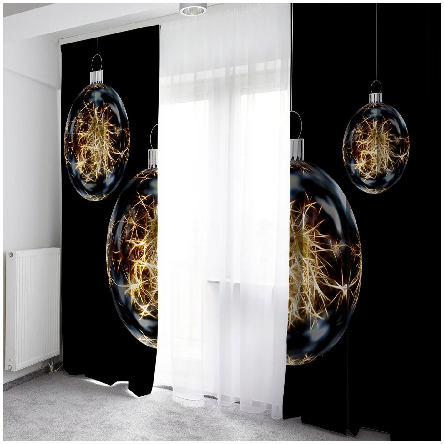 Фотошторы из габардина новогодние Good Room, 290x300 см.