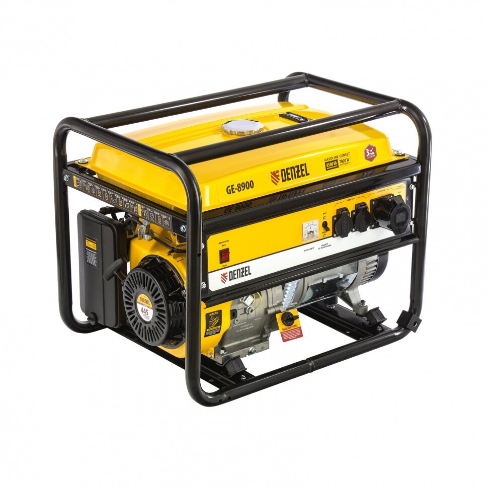 Генератор бензиновый Denzel GE 8900 8,5 кВт, 220В/50Гц, 25 л, ручной старт (арт. 94639)