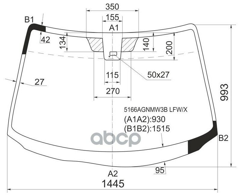 Стекло лобовое (Датчик дождя) Mazda 3 06-09 XYG арт. 5166AGNMW3BLFWX