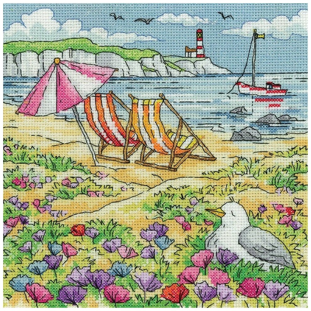 Набор для вышивания Heritage #BSSU1578E Summer Shore (Летний Берег), Счетный крест, 20.5 x 20.5 см
