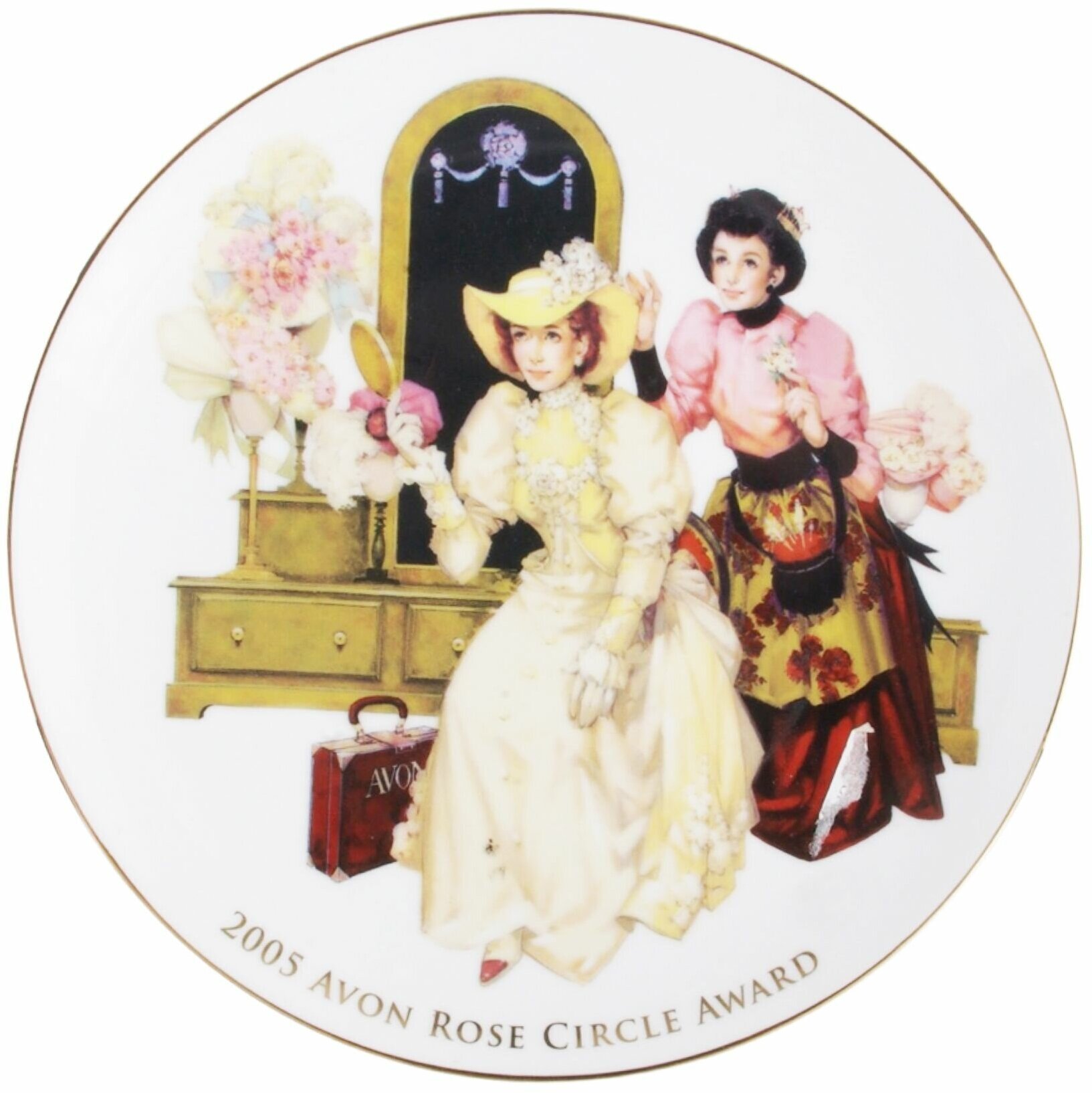 Декоративная тарелка "Розовая награда 2005". Фарфор, деколь, золочение. Avon, 2005 год.