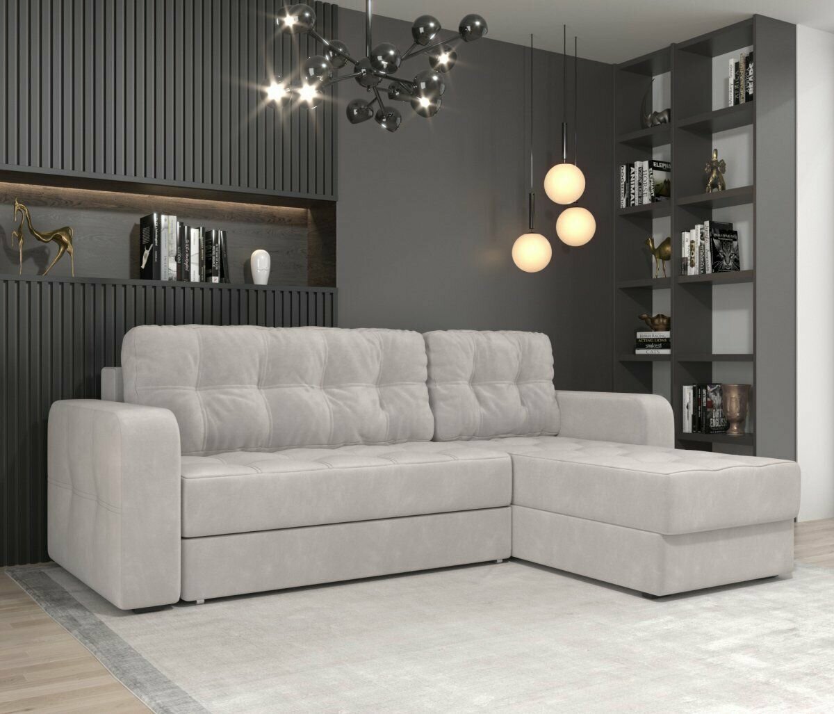 Диван угловой Лаки светло-серый