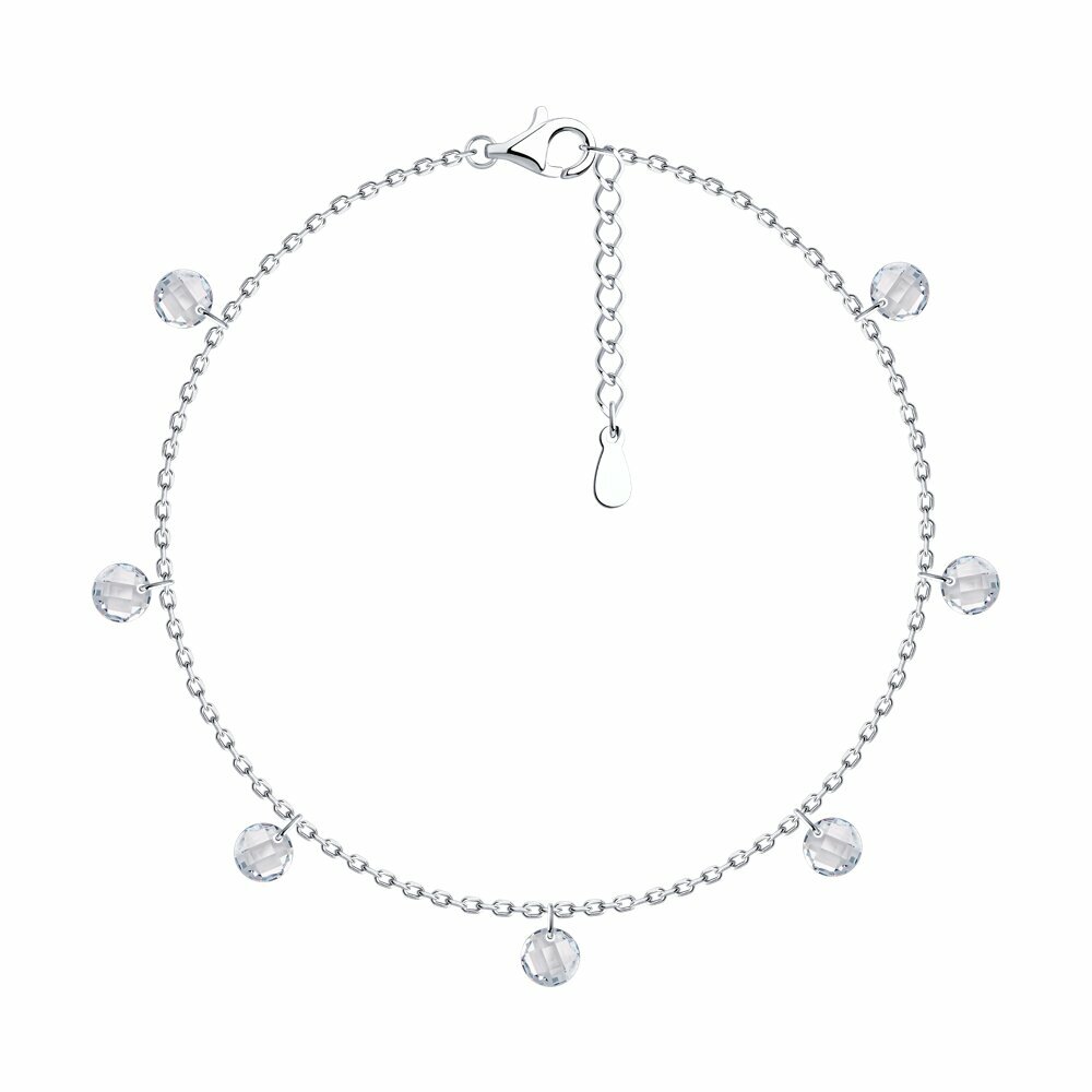 Браслет, серебро, 925 проба, родирование, фианит