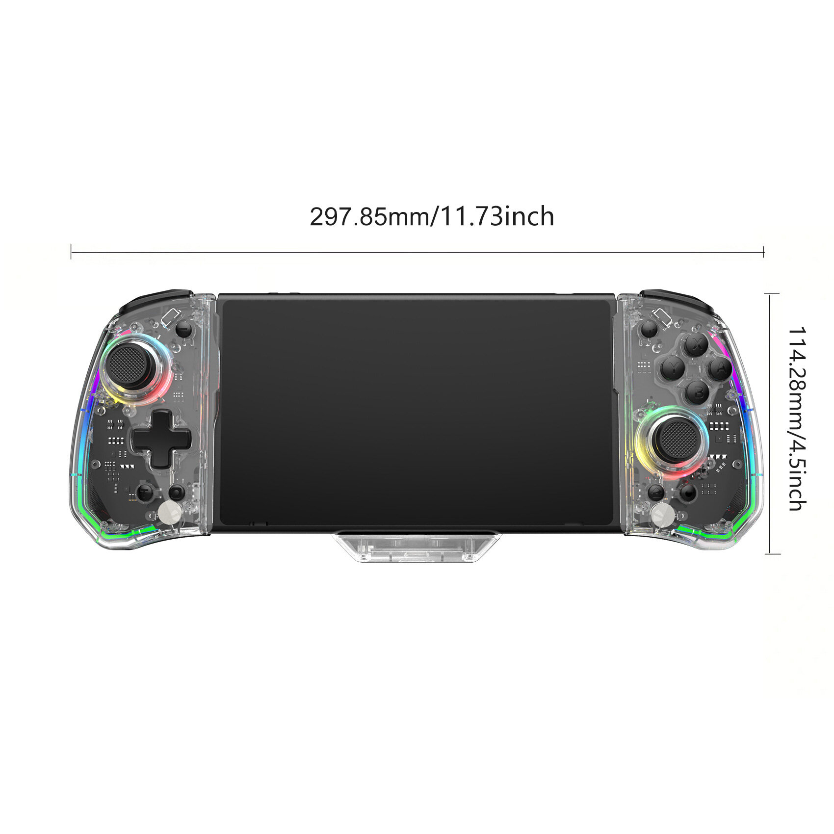 Контроллер LinYuvo для Nintendo Switch с подсветкой RGB, клавишами сзади и металлическими стиками, прозрачный дизайн