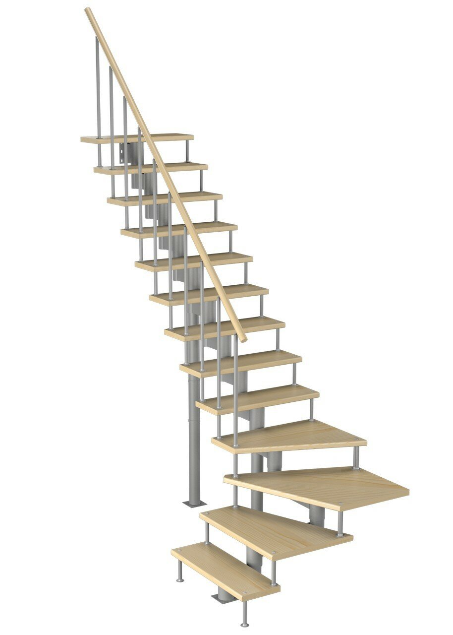 Модульная лестница Фаворит 225 2925-3055, Серый, Сосна, Крашеная