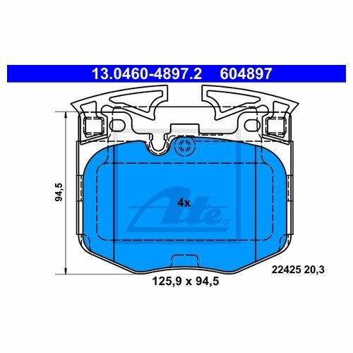 Комплект передних тормозных колодок Ate 13046048972 для BMW 3 G20 (2018-н. в.), BMW 3 TOURING G21 (2019-н. в.), BMW 3 TOURING VAN G21 (2019-н. в.)