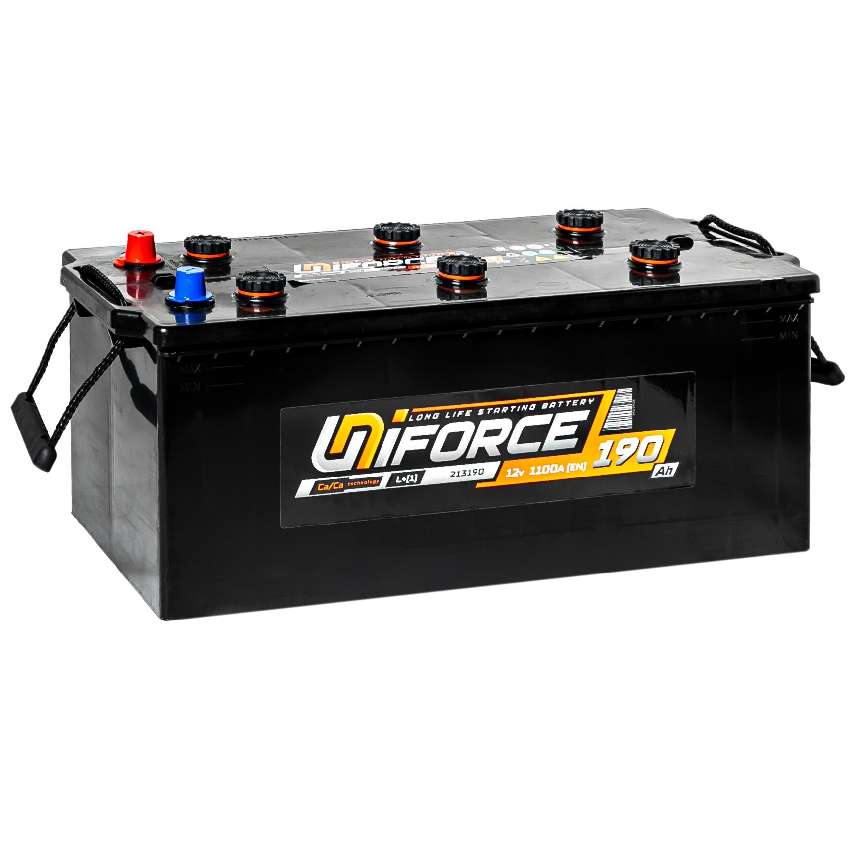 Автомобильный аккумулятор UNIFORCE 190ач, плюс слева, пусковой ток 1100А