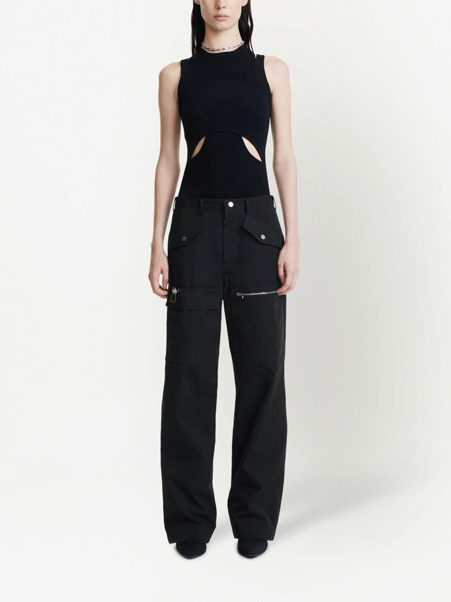 Топ Dion Lee Interlink cut-out tank top, размер 10, black/black — фото 1