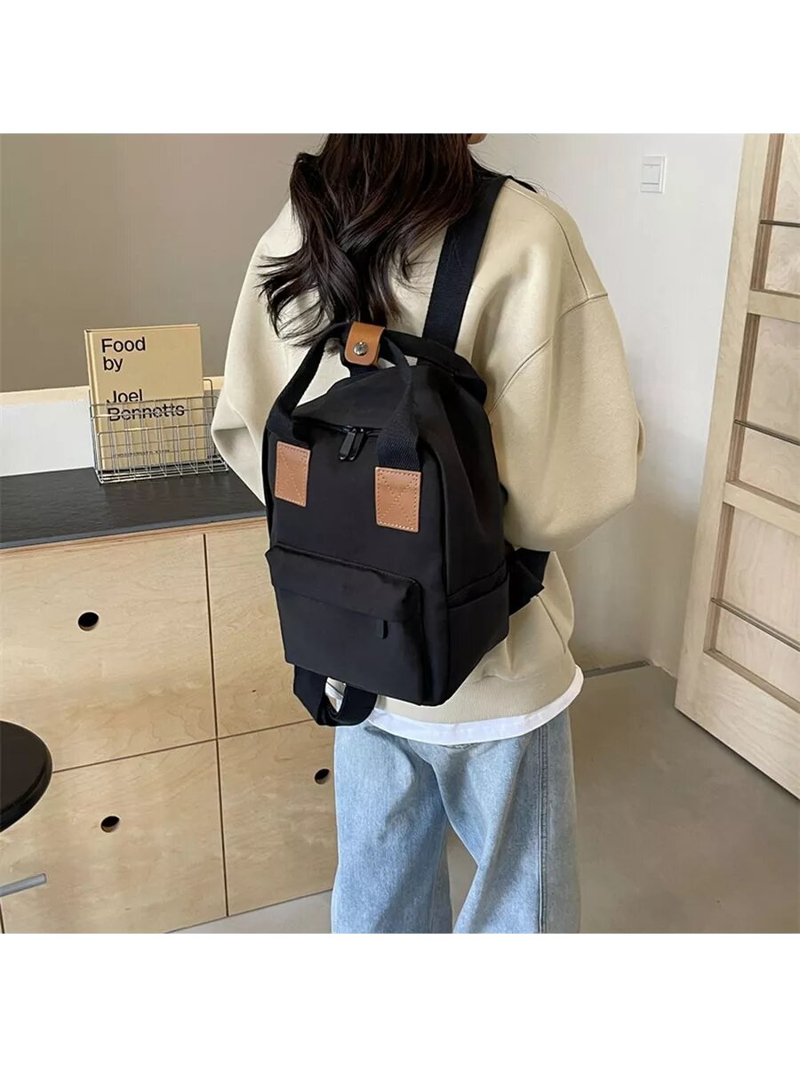 Рюкзак городской женский AIYIMAN, черный, холщовый, 23x18x29