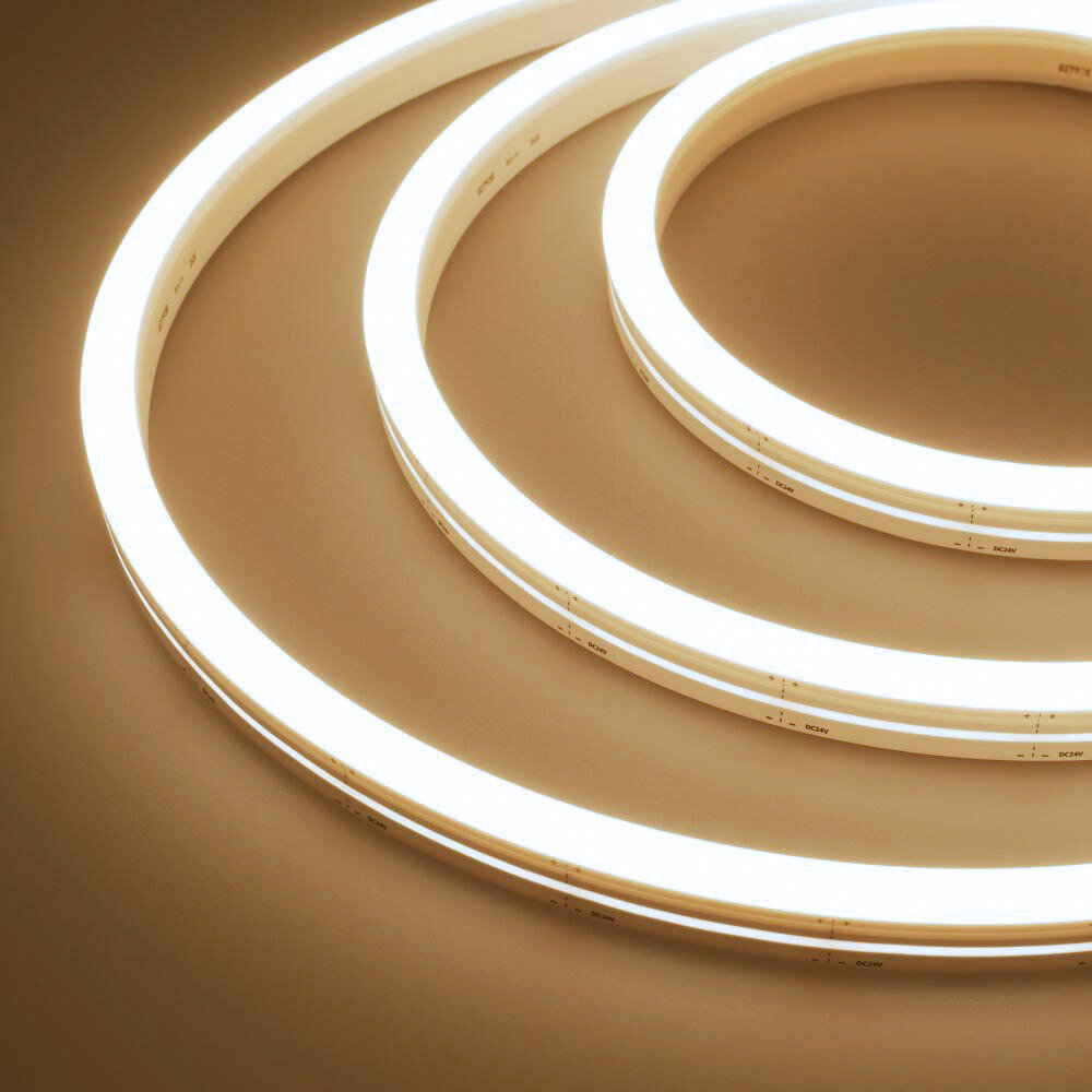 Гибкий неон комплект, 2835, 120SMD, DC12В, белый теплый, 5 м+блок питания