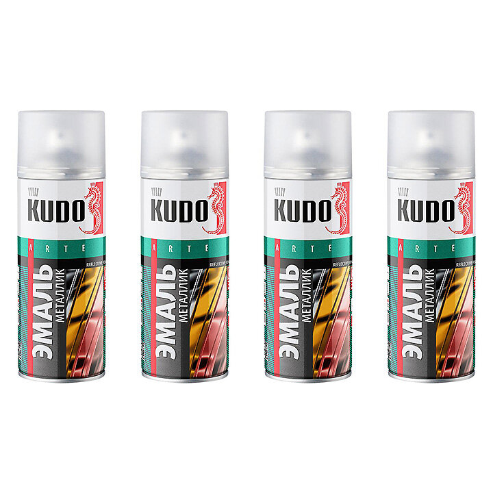 Эмаль аэрозольная Kudo Arte металлик хром 520 мл (4 шт.)
