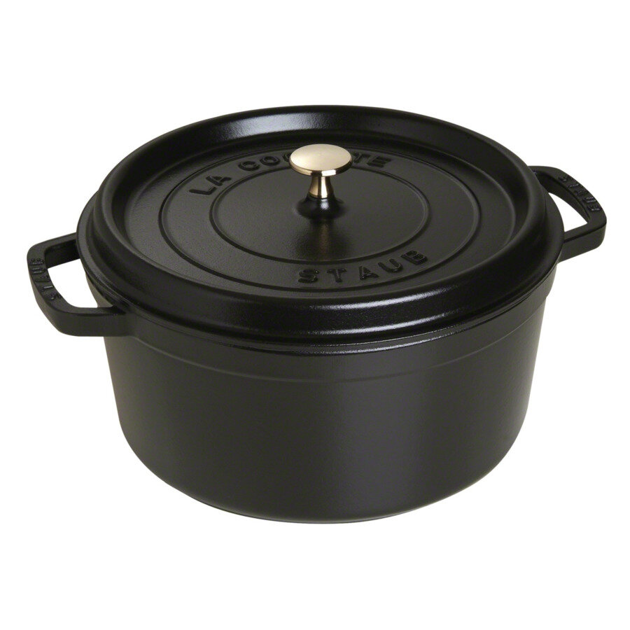 Кастрюля Staub 28 см, 6,7 л, чугун, черный, премиум качество, элитная, высокое качество